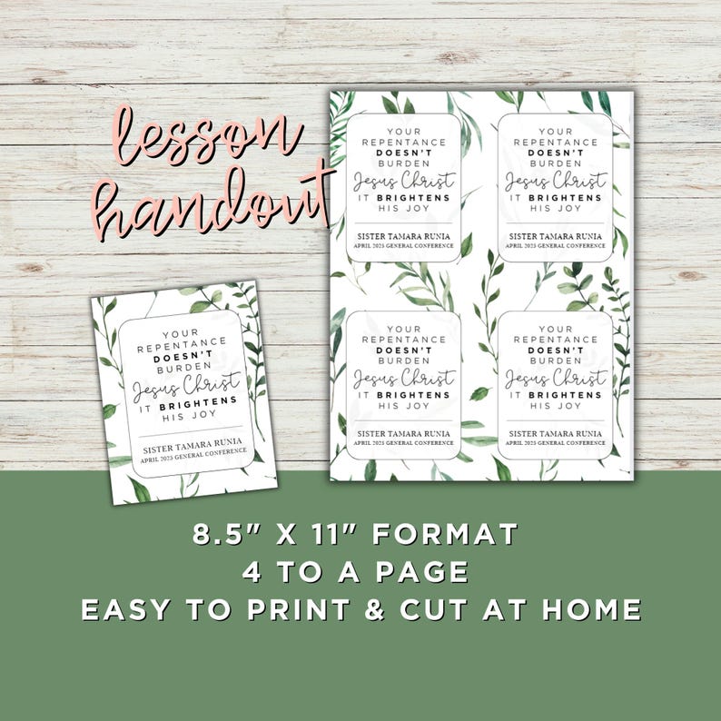 Tamara Runia LDS Lesson & Handout: Repentance, April 2025 General ...