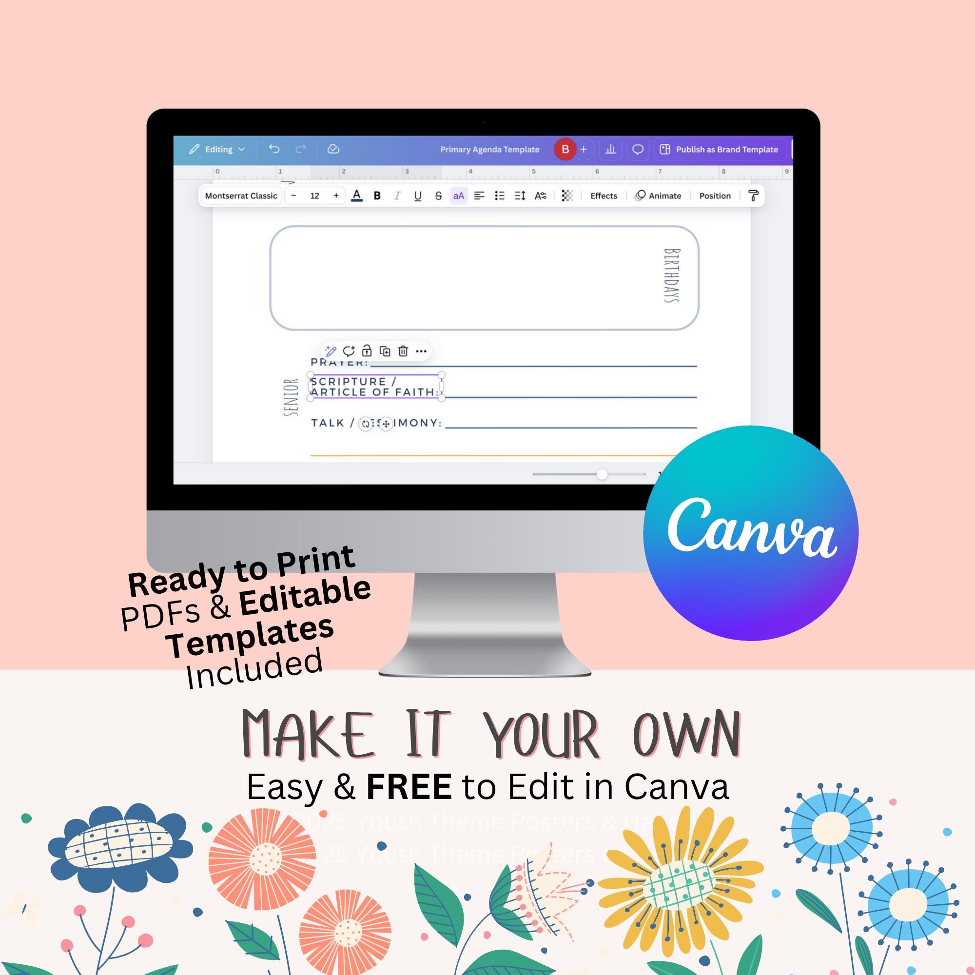 LDS Primary Conducting Sheet: Editable Canva Template, Junior and ...