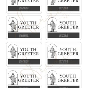 LDS Youth Greeter Badge - BW Logo | Instant Download - Etsy
