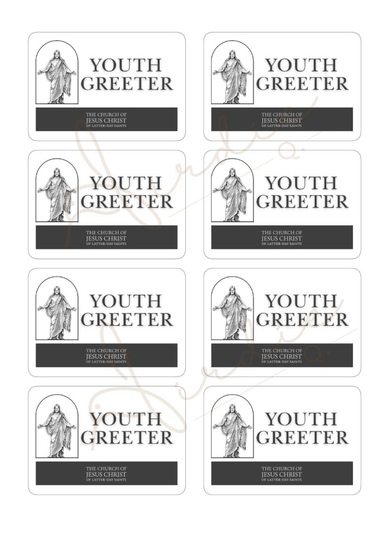 LDS Youth Greeter Badge - BW Logo | Instant Download - Etsy