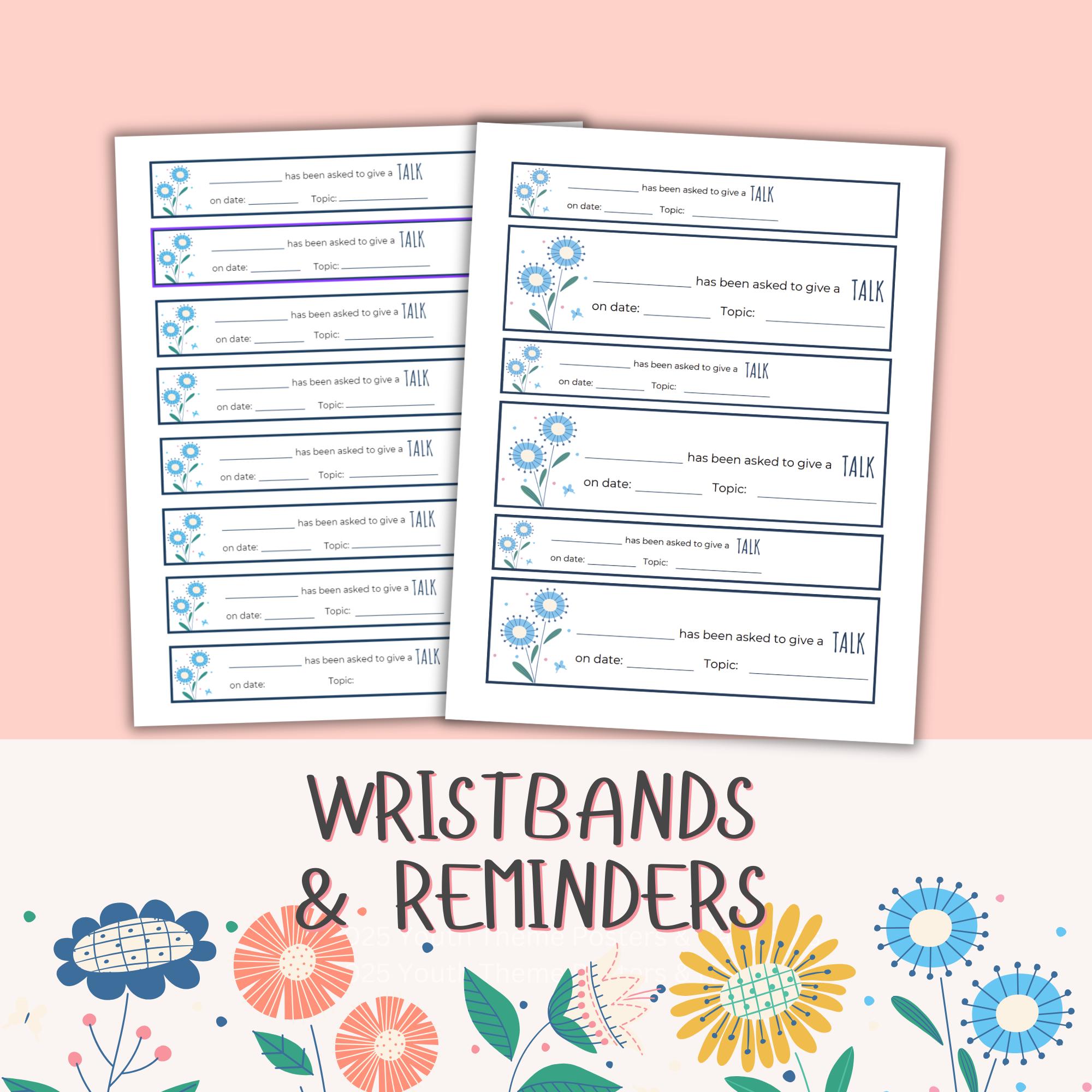 LDS Primary Assignment Wristbands & Reminder Slips: Printable ...