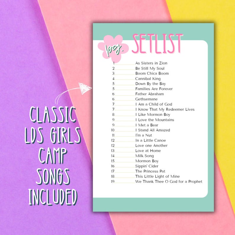 LDS Girls Camp Songbook | Print Ready and Editable Version | Fun Songs ...