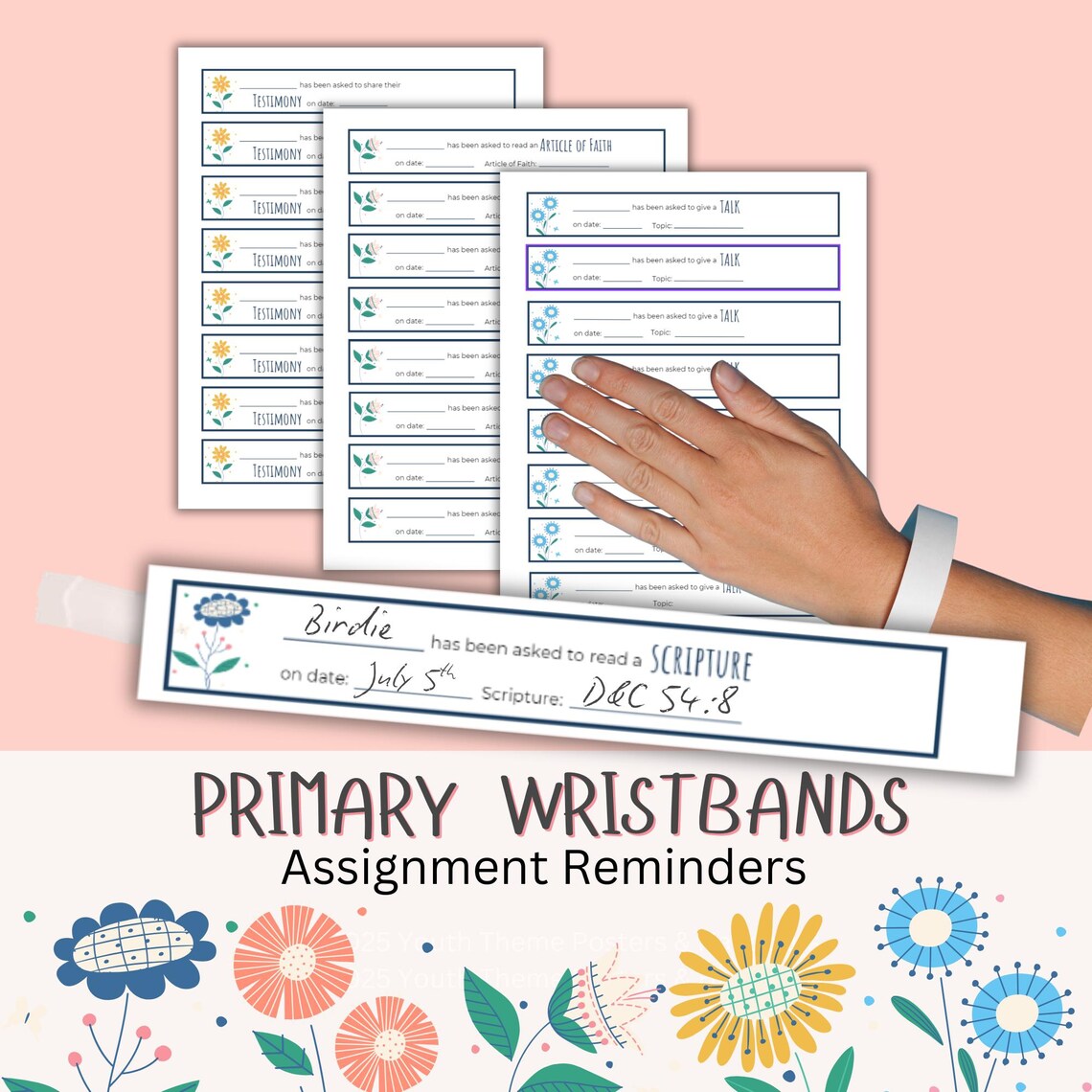 LDS Primary Assignment Wristbands & Reminder Slips: Printable ...