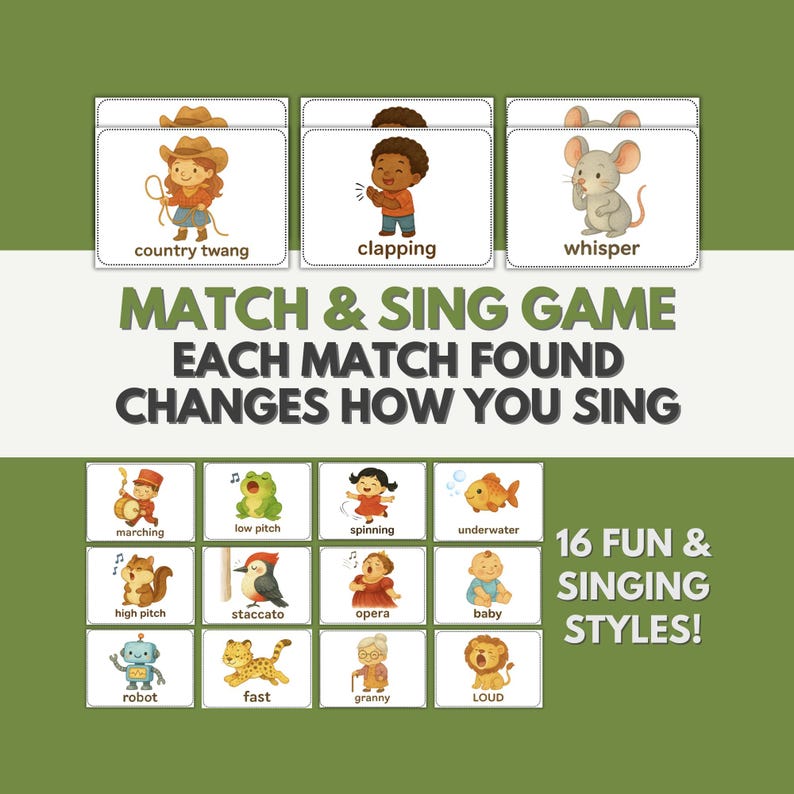 Singing Time Matching Game | Printable Primary Singing Activity | Choir ...