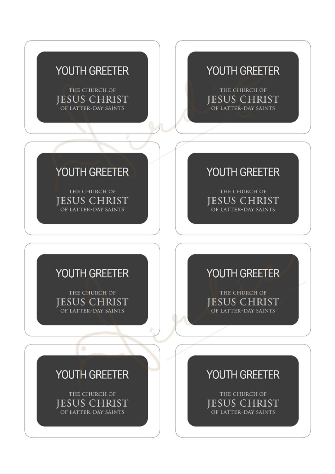 LDS Youth Greeter Badge - Missionary Tag Style | Instant Download ...