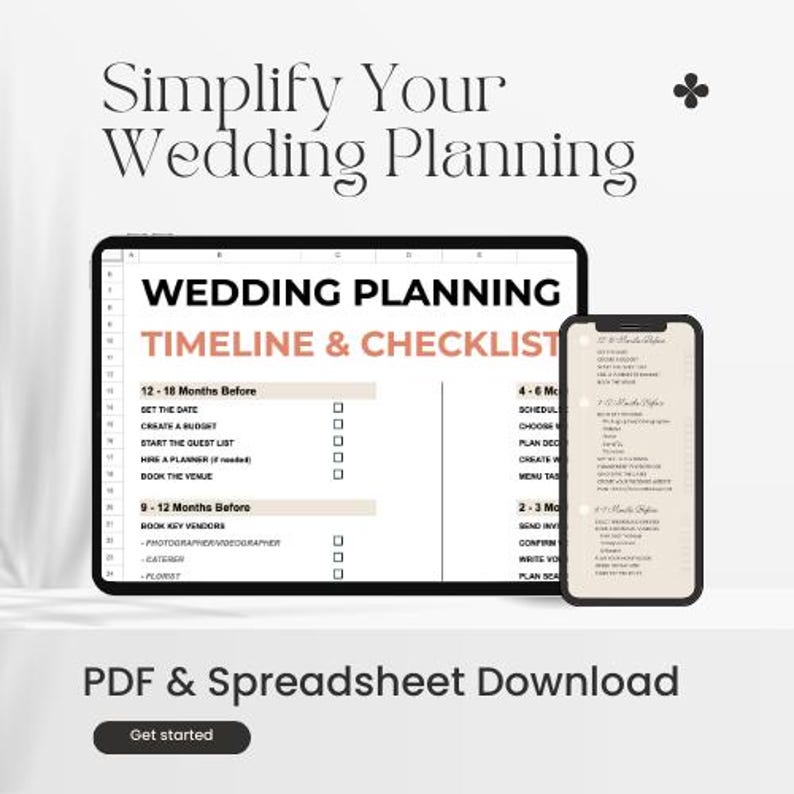 Wedding Timeline & Checklist | PDF and Spreadsheet - Etsy