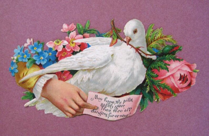 Romantic Victorian White Dove Die Cut Antique Victorian Calling Card ...