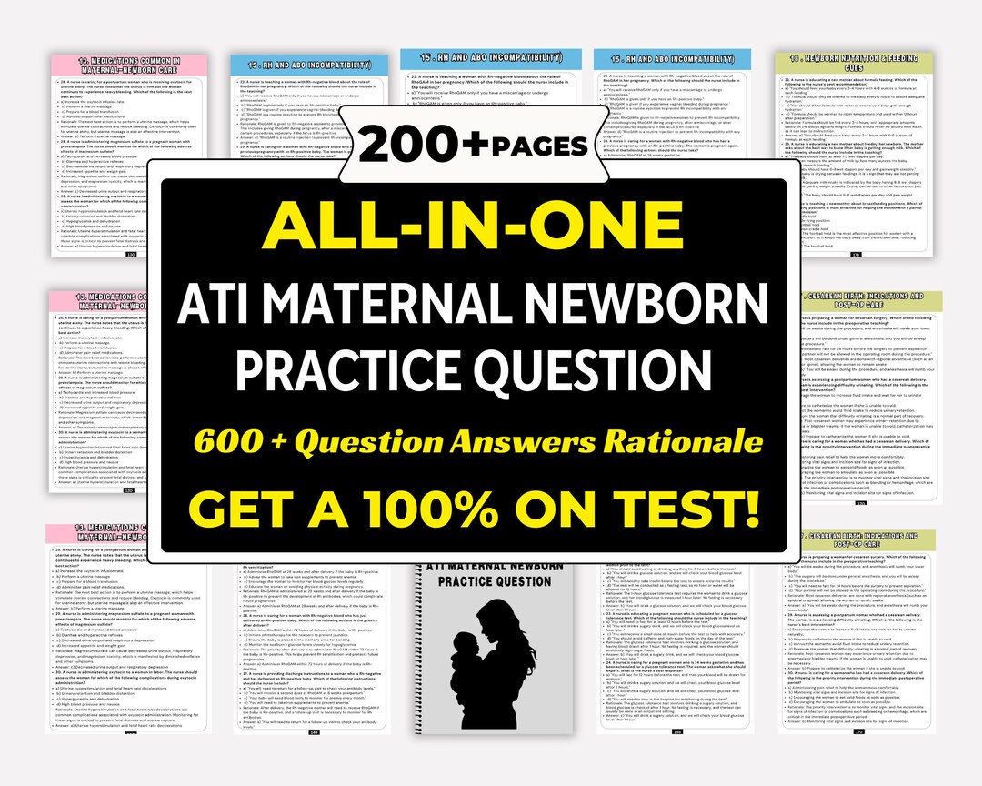 ATI Maternal Newborn Practice Questions | 600 Ngn-style NCLEX Questions ...