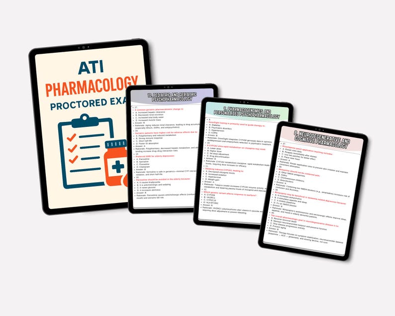 ATI Pharmacology Proctored Practice Questions 2025-2026 - Etsy