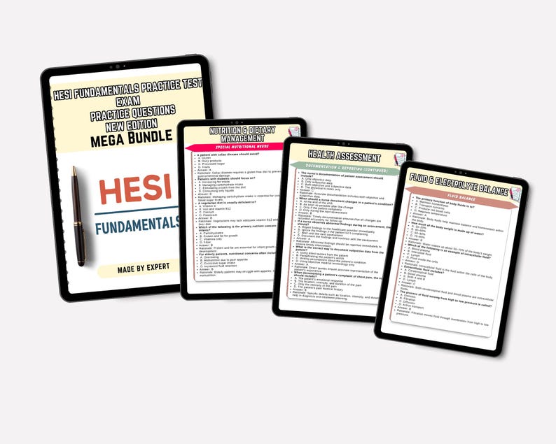HESI Fundamentals Practice Test | Nursing Exam Prep & Rationales - Etsy