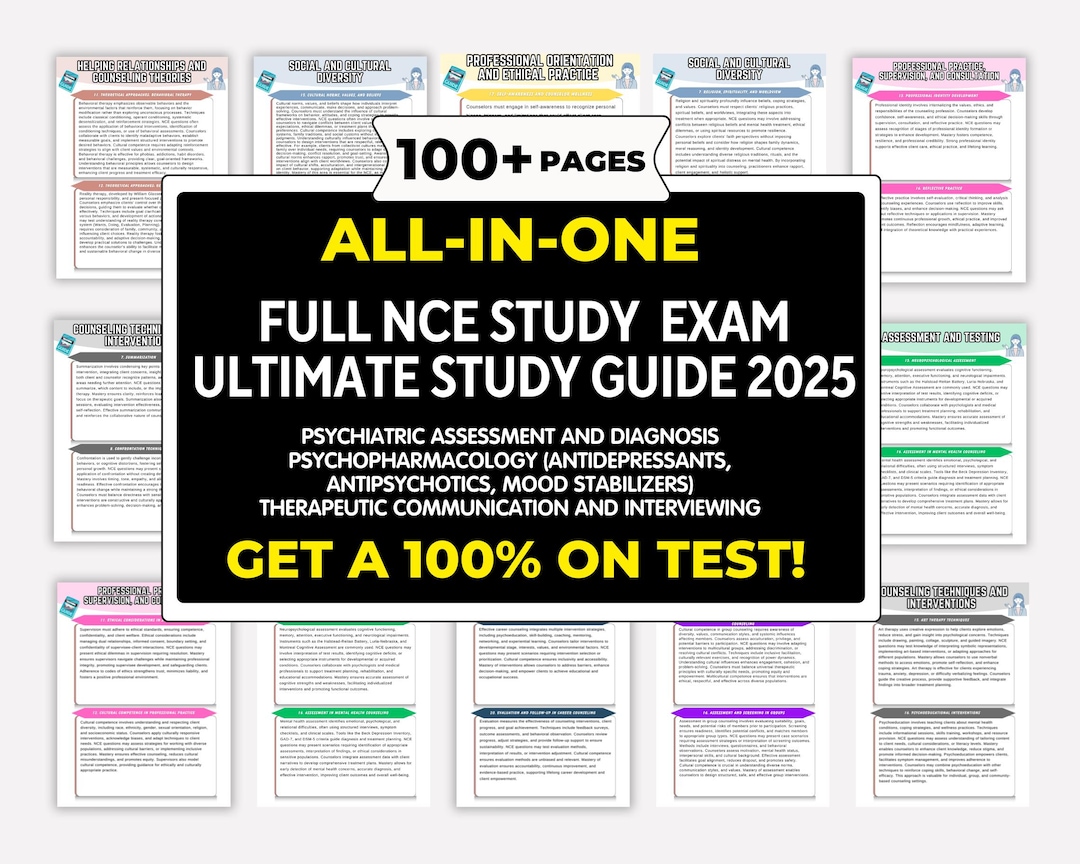 Full NCE Study Guide 2025 With Detailed Notes, Top Definitions and ...