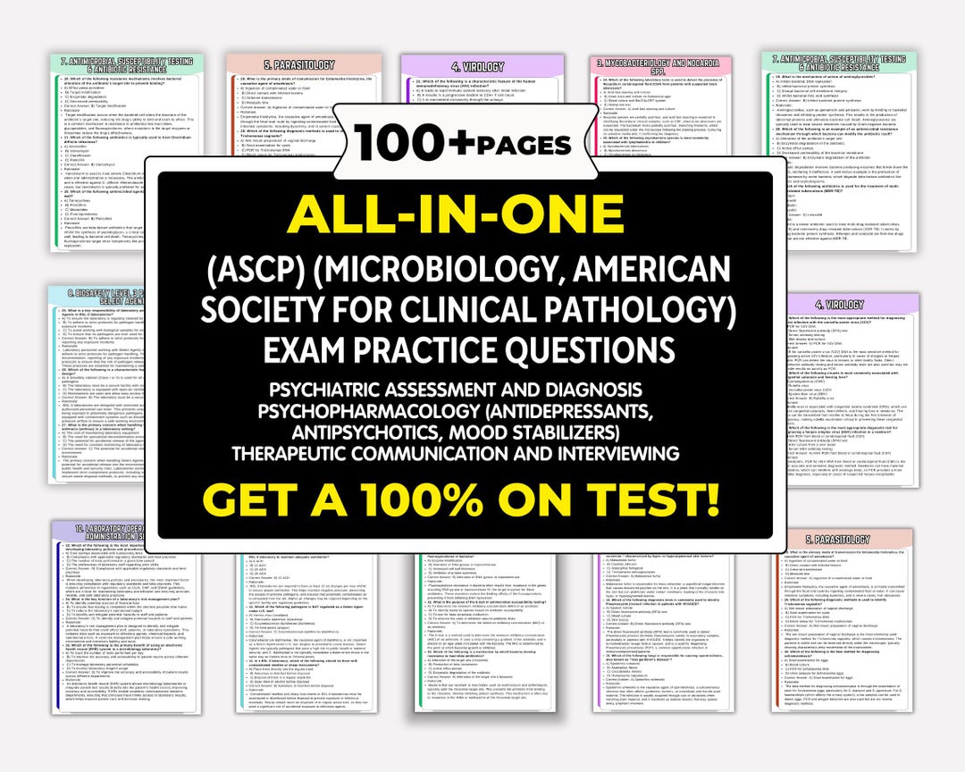 M(ASCP) Microbiology Exam Study Guide, Practice Questions - Etsy