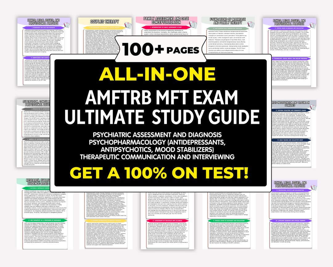 AMFTRB MFT Exam Study Guide, Social Work Test Prep (digital Download ...