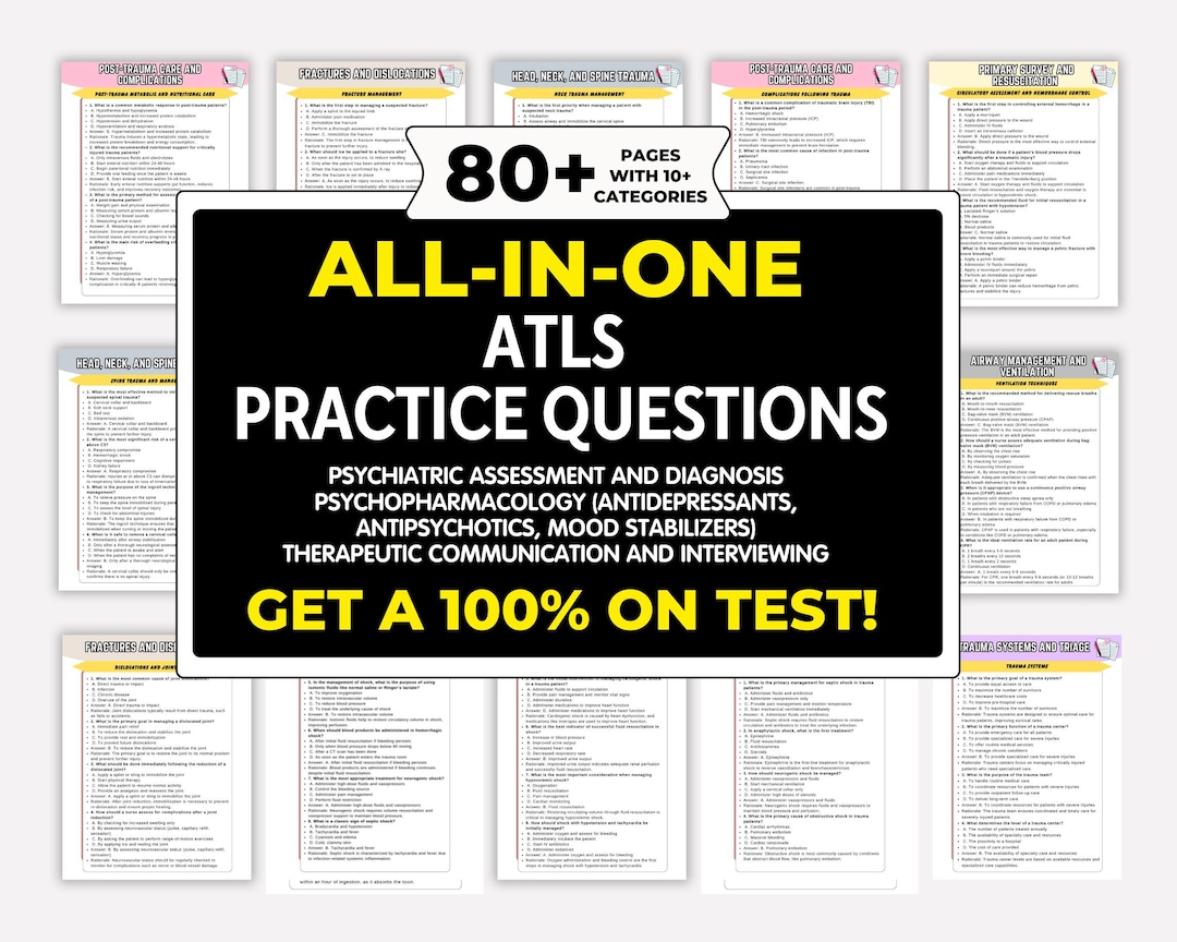 320 Questions for the ATLS Test With Answers & Explanations - Etsy