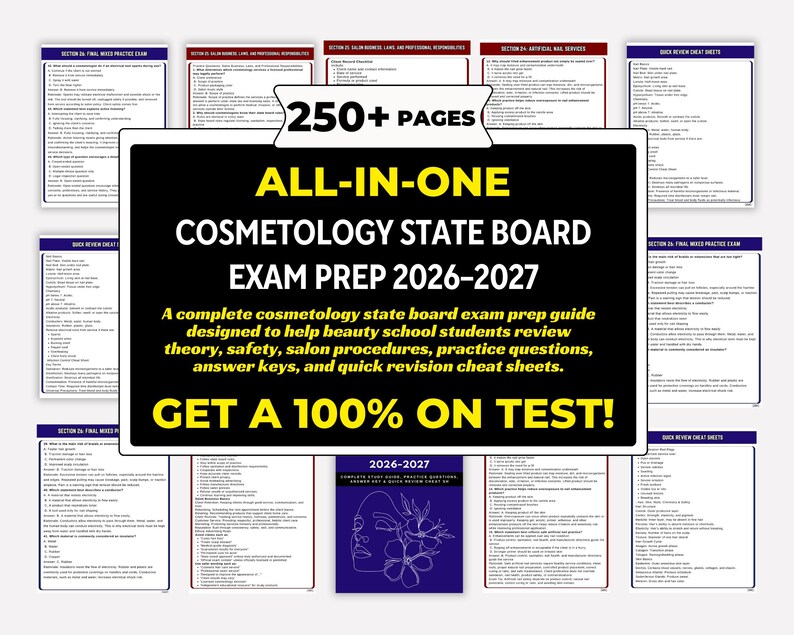 Cosmetology State Board Exam Prep 2026–2027 Study Guide - Etsy Australia