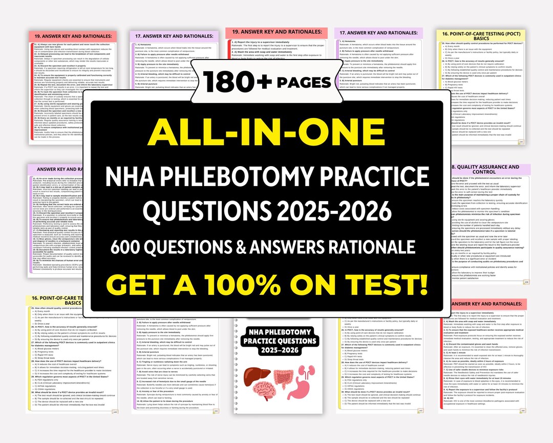 NHA Phlebotomy Practice Questions 2025-2026 | Certified Phlebotomy ...