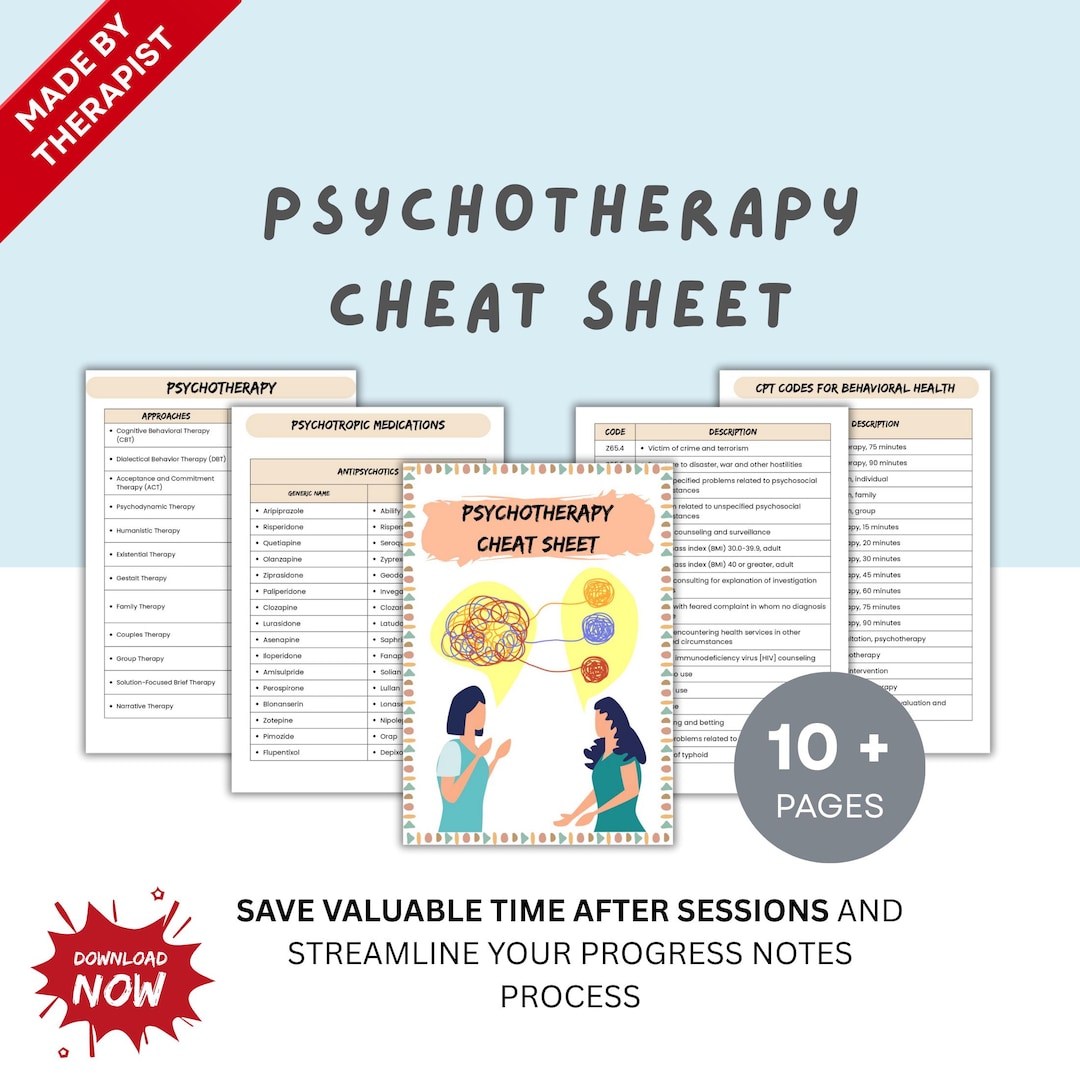 Psychotherapy Cheat Sheets, Therapist Cheat Sheets, Mental Health ...