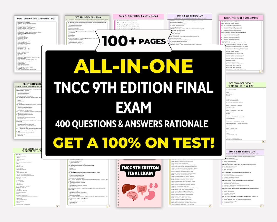 TNCC 9th Edition Final Exam. Over 400 Questions With Correct and ...