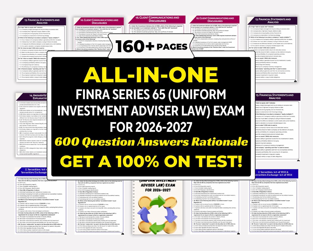 FINRA Series 65 (uniform Investment Adviser Law) Exam for 2026-2027 - Etsy