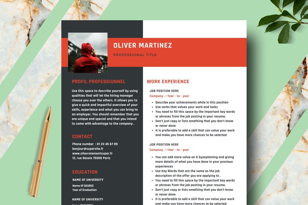 Ultra Chic Resume Template With Photo, Creative Resume , Instant ...