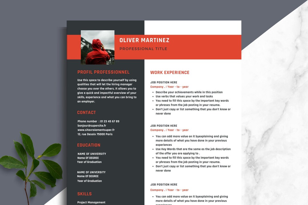 Sophisticated Resume Template With Photo Easily Editable , Compatible ...