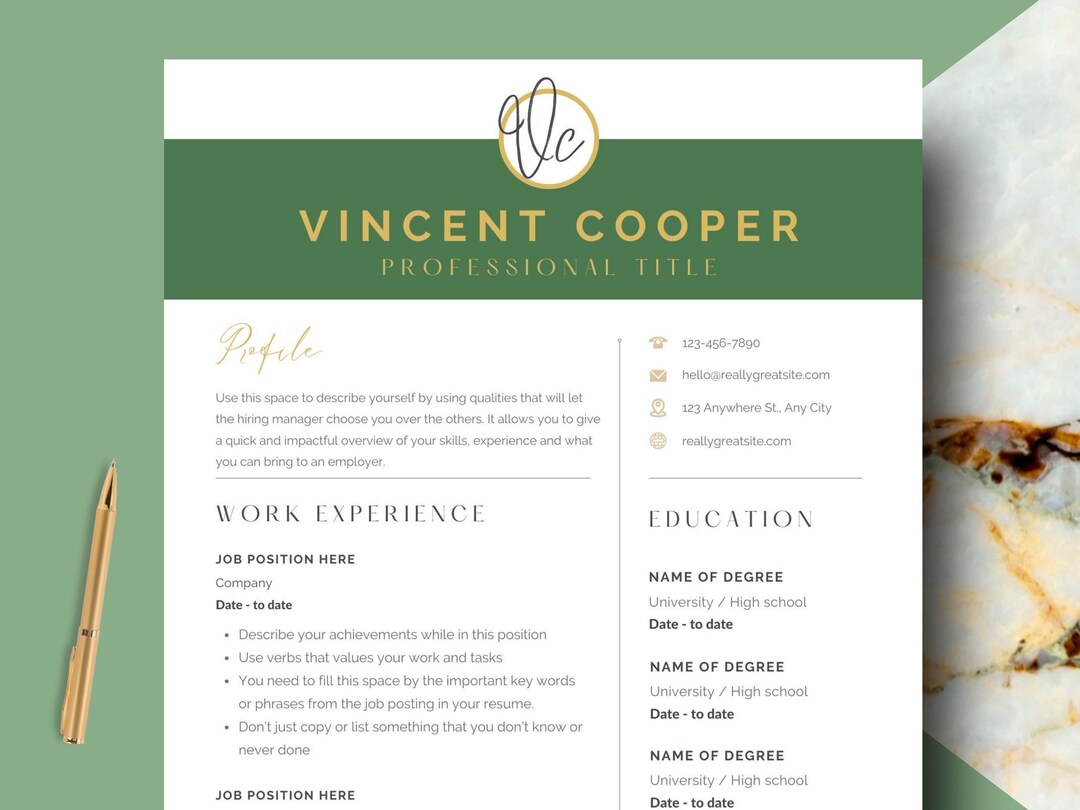 Luxury Resume Template Classy CV Attractive Resume Template Minimalist ...