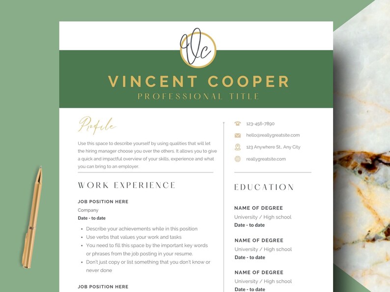 Luxury Resume Template Classy CV Attractive Resume Template Minimalist ...