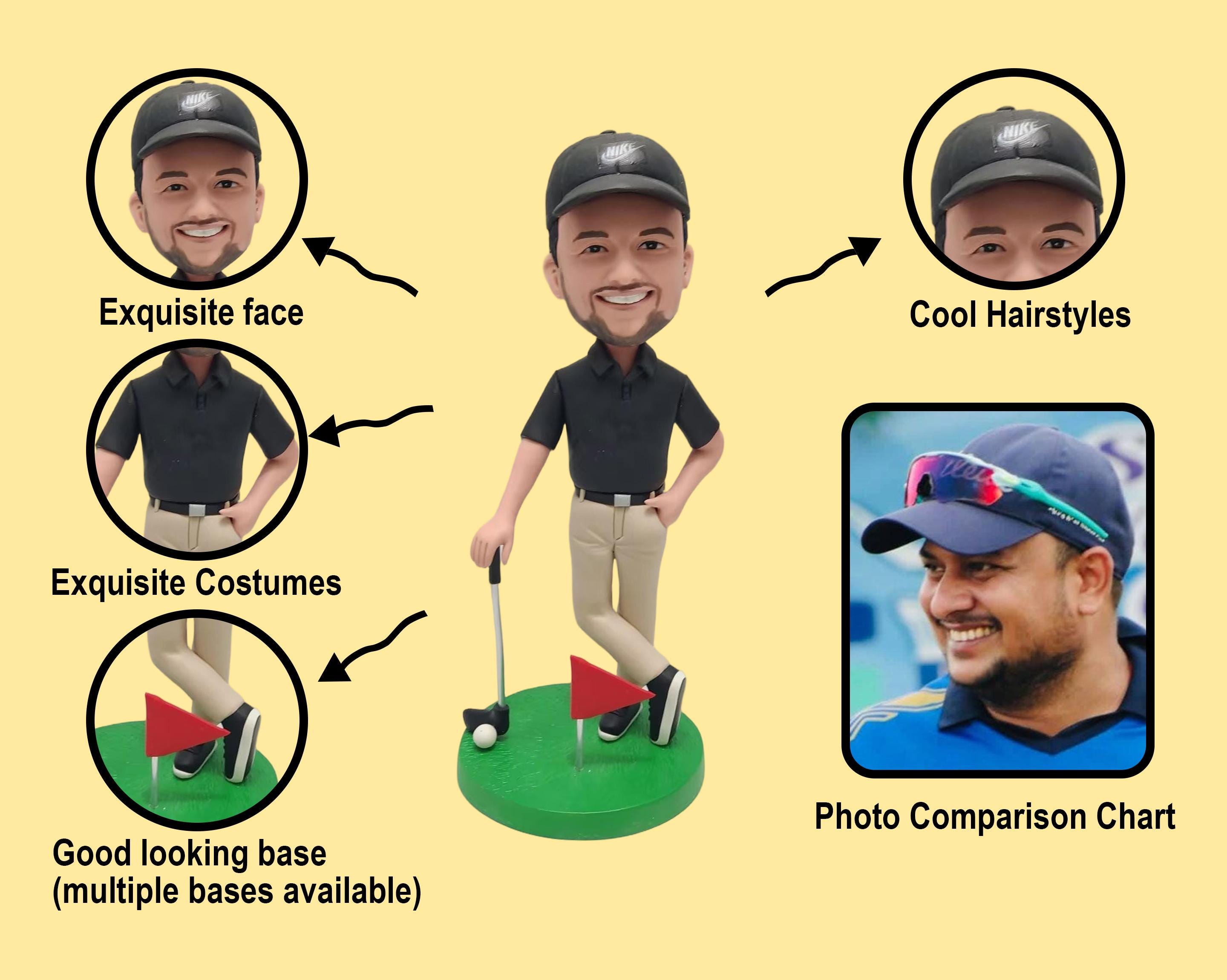 Custom Golf Bobblehead Doll: Handmade Polymer Clay Golfer Gift - Etsy