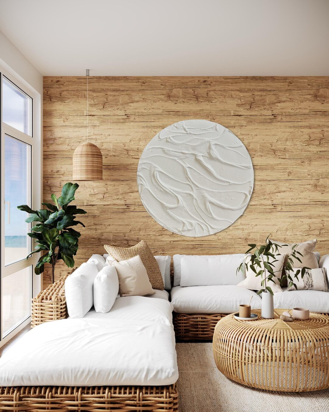LILITH WHITE Wall Art White Circle Modern Textured Art Plaster Art 3D ...