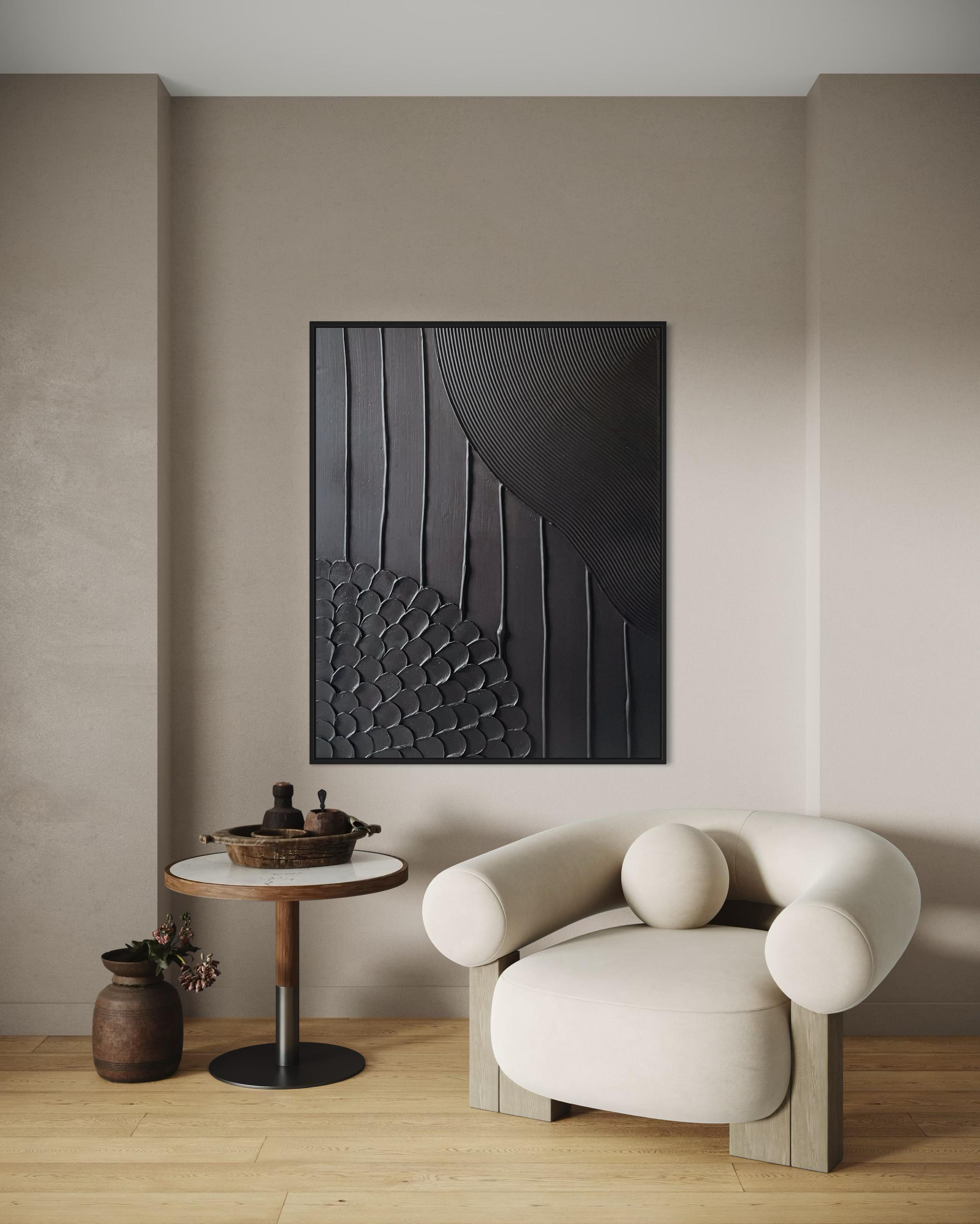 DANU BLACK Wall Art Modern Textured Art, Plaster Art, Minimalist ...