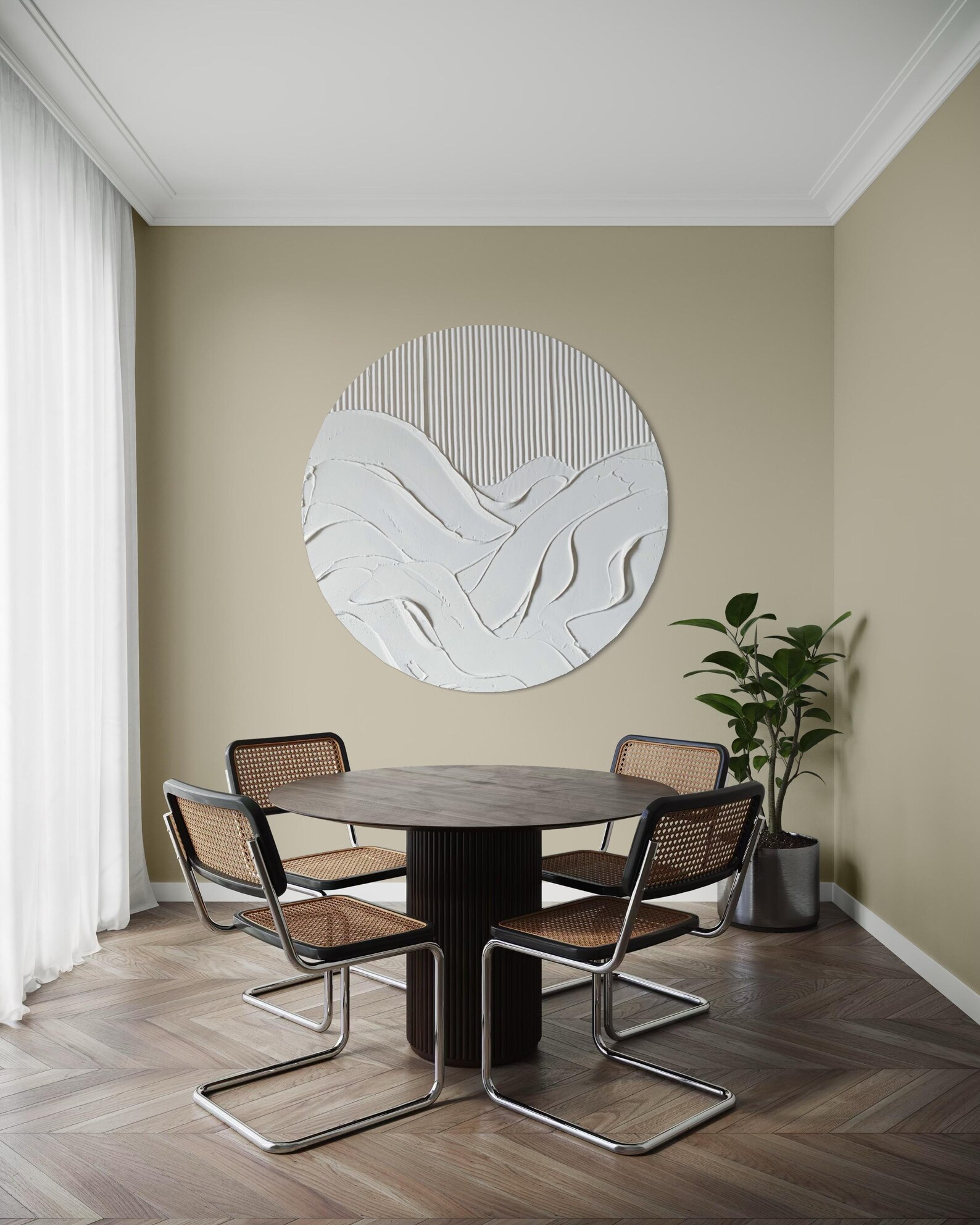 KERES WHITE Wall Art Circle Modern Textured Art Plaster Art 3D ...