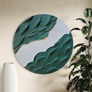 CERES Green Wall Art Circle Modern Botanical Textured Art Plaster Art ...