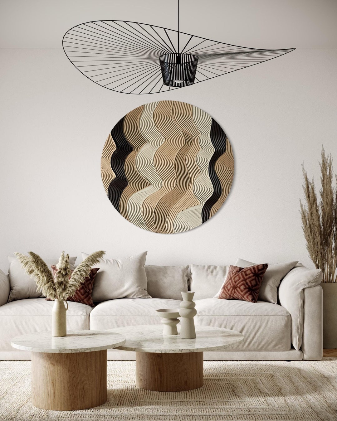 RHEA BEIGE Wall Art Circle Modern Textured Art Plaster Art 3D ...