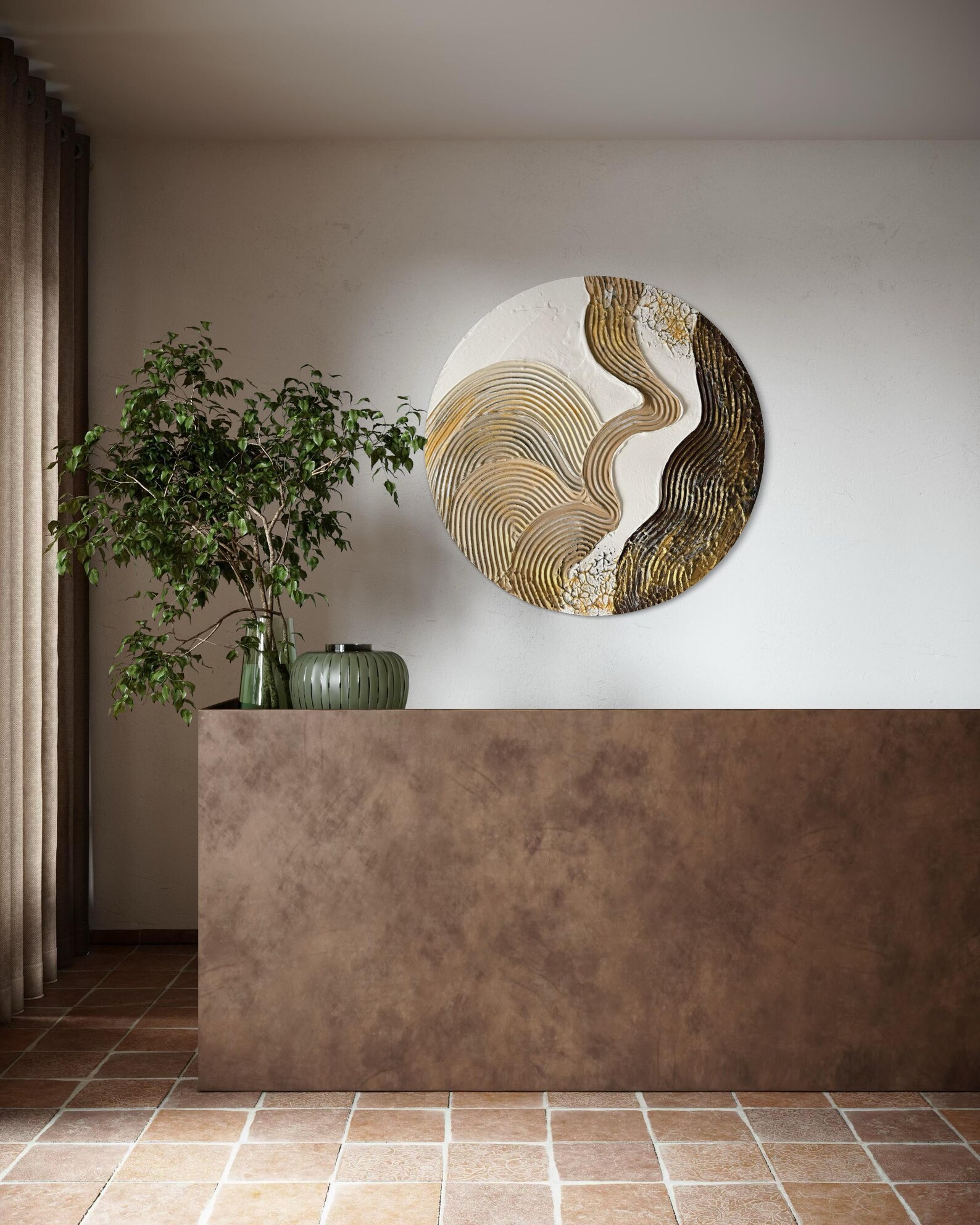 HARMONY III Wall Art Circle Modern Textured Art Plaster Art 3D ...
