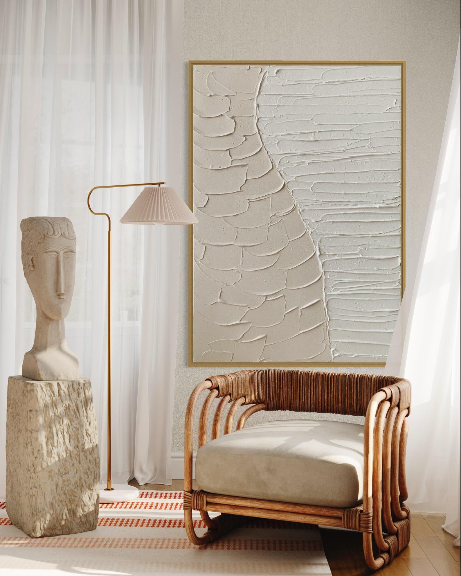 BALANCE BEIGE Wall Art Modern Textured Art Plaster Art Waves Minimalist ...