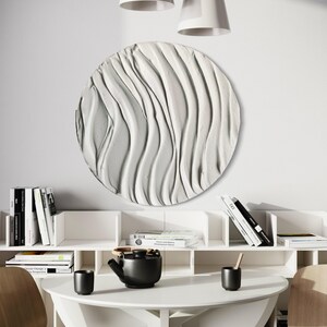 SWIRL WHITE Wall Art White Circle Modern Textured Art Plaster Art 3D ...