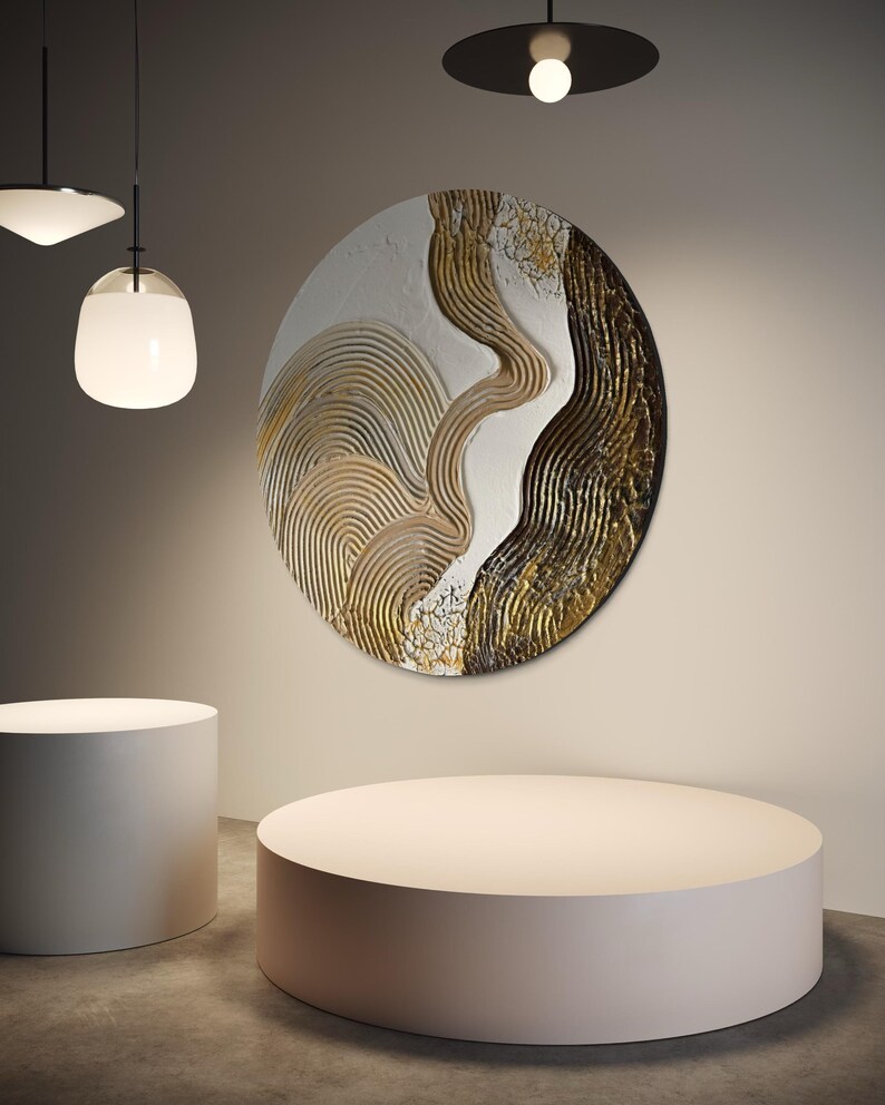 HARMONY III Wall Art Circle Modern Textured Art Plaster Art 3D ...