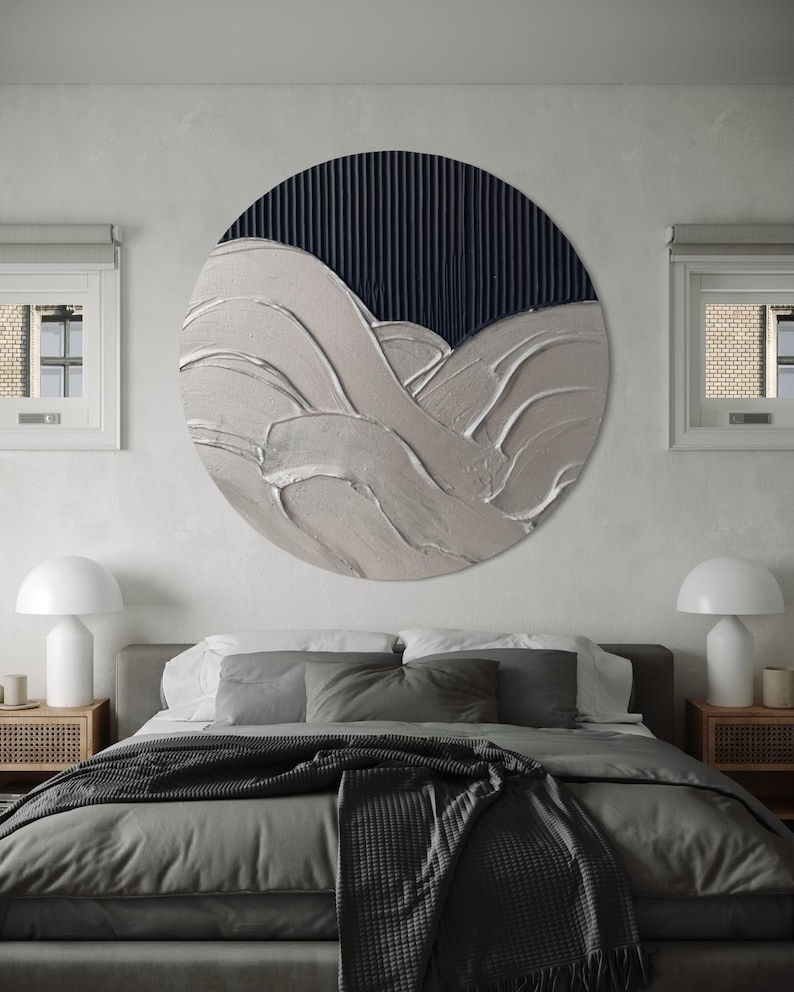 KERES BLACK Wall Art Circle Modern Textured Art Plaster Art 3D ...