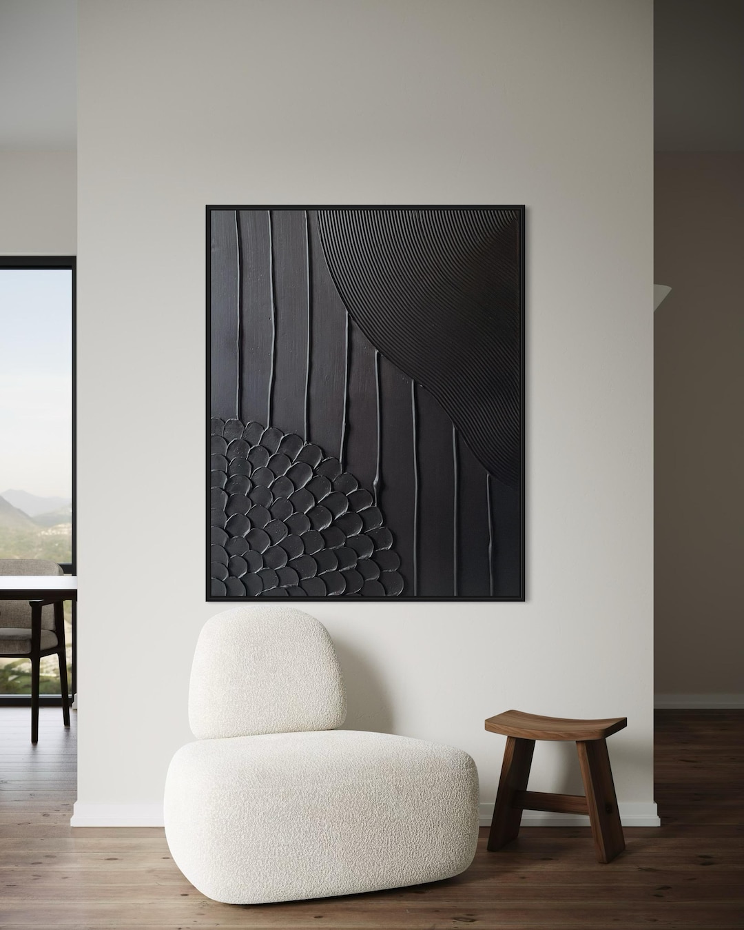 DANU BLACK Wall Art Modern Textured Art, Plaster Art, Minimalist ...
