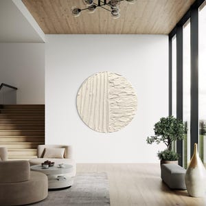 MYLA WHITE Wall Art White Circle Modern Textured Art Plaster Art 3D ...