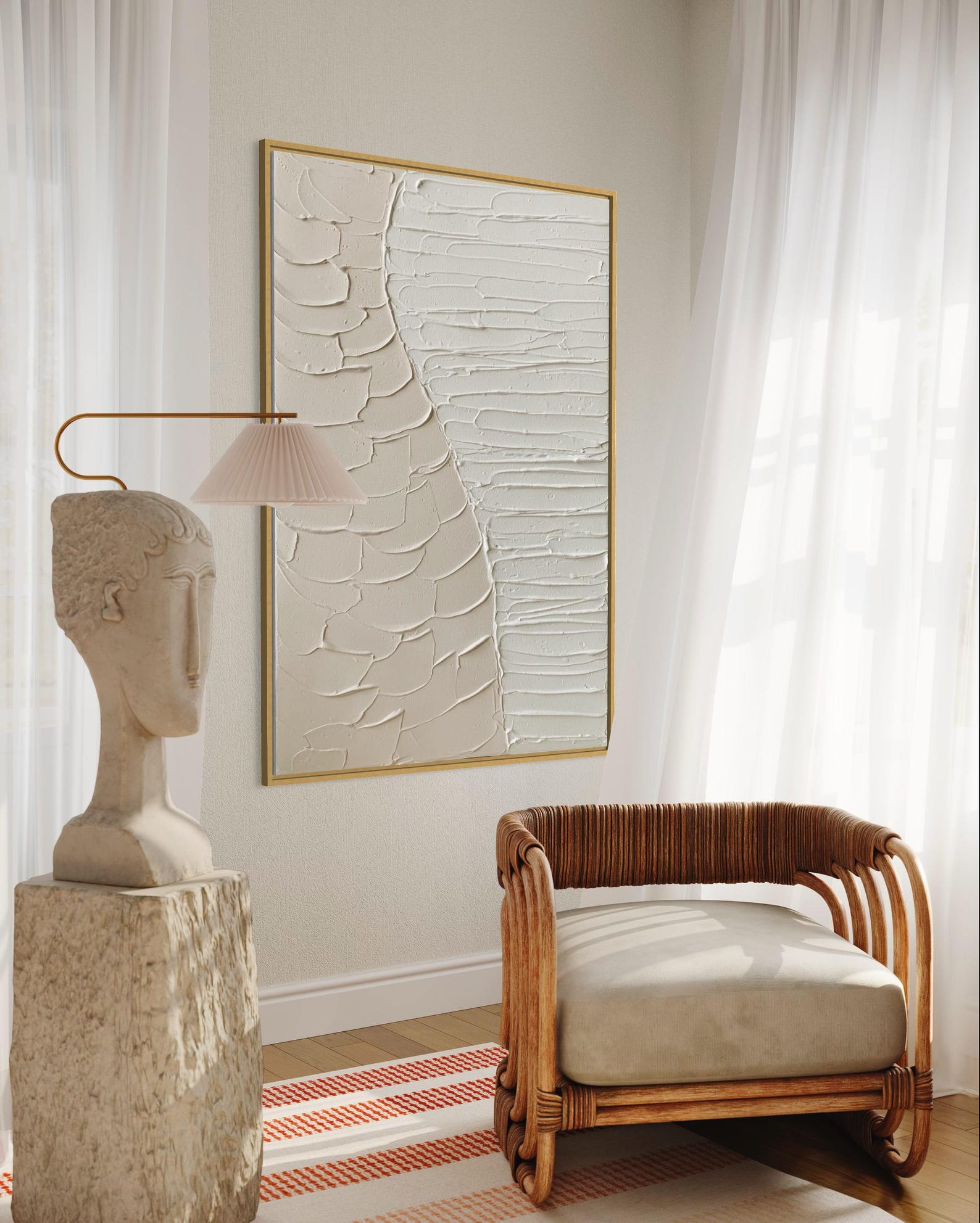 BALANCE BEIGE Wall Art Modern Textured Art Plaster Art Waves Minimalist ...