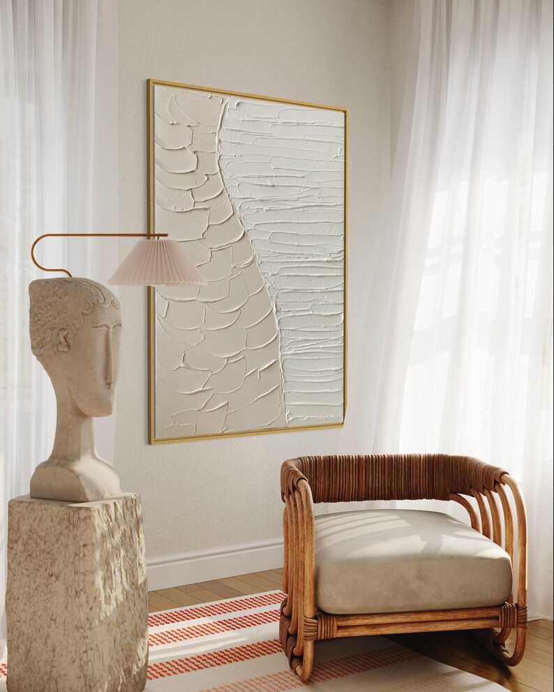 BALANCE BEIGE Wall Art Modern Textured Art Plaster Art Waves Minimalist ...