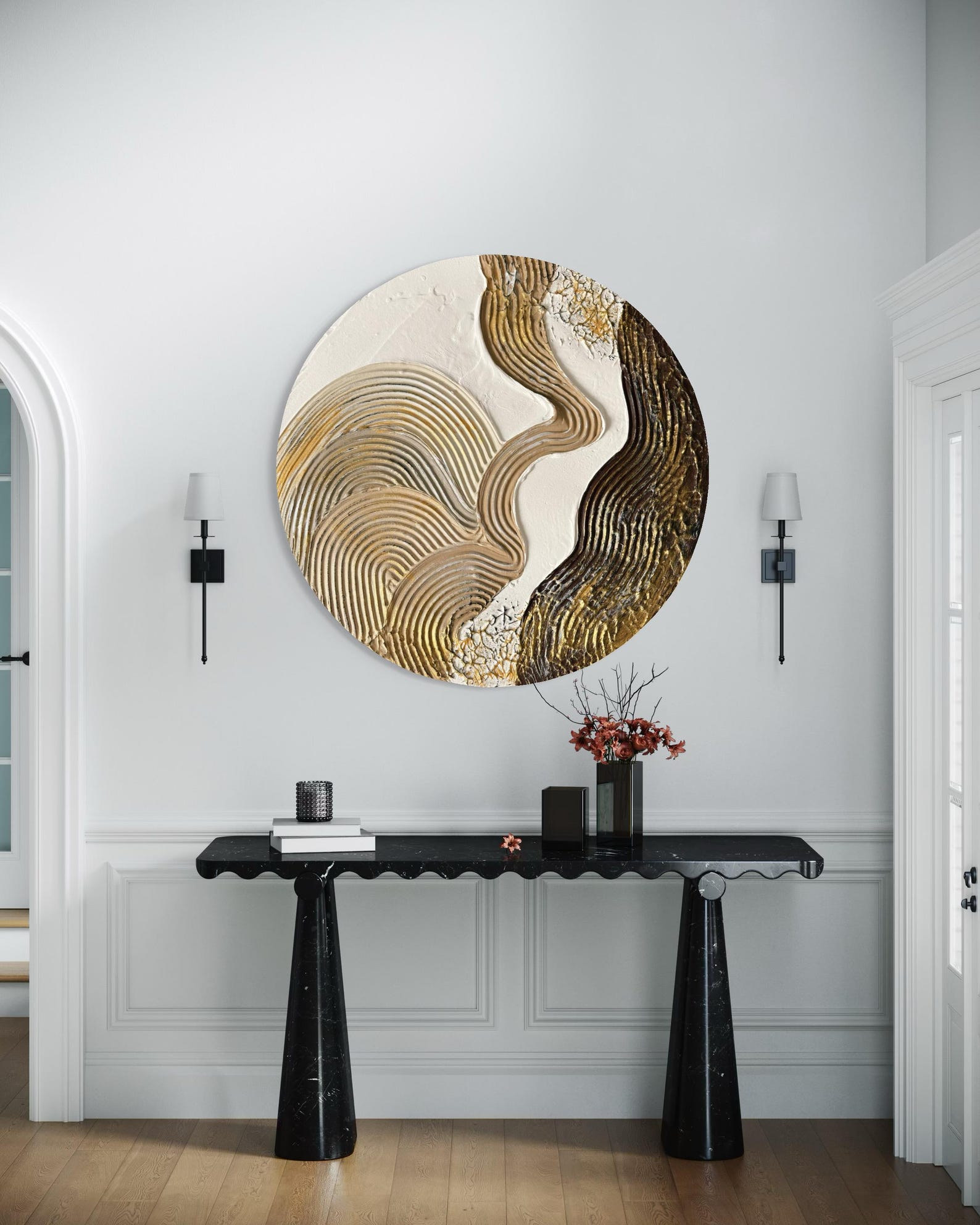 HARMONY III Wall Art Circle Modern Textured Art Plaster Art 3D ...
