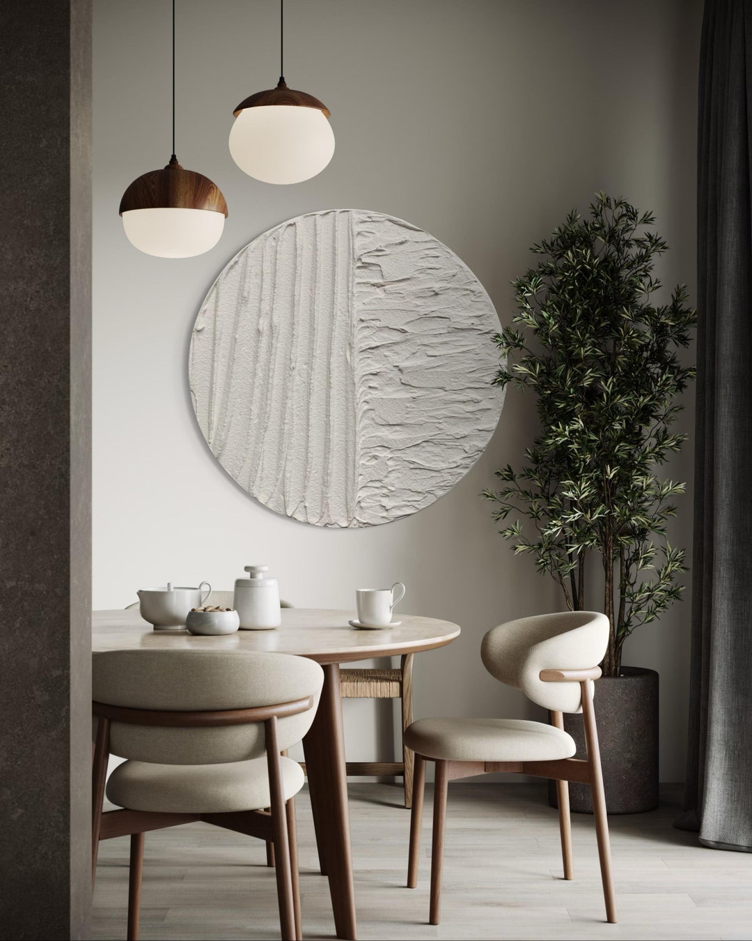 MYLA WHITE Wall Art White Circle Modern Textured Art Plaster Art 3D ...