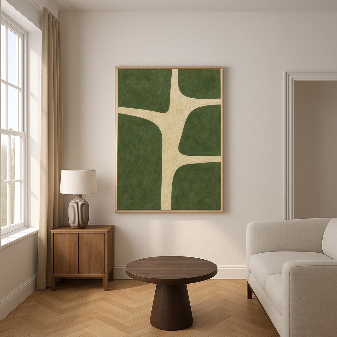 Modern Green Beige Minimalist Printable Art, Mid Century Digital Poster ...