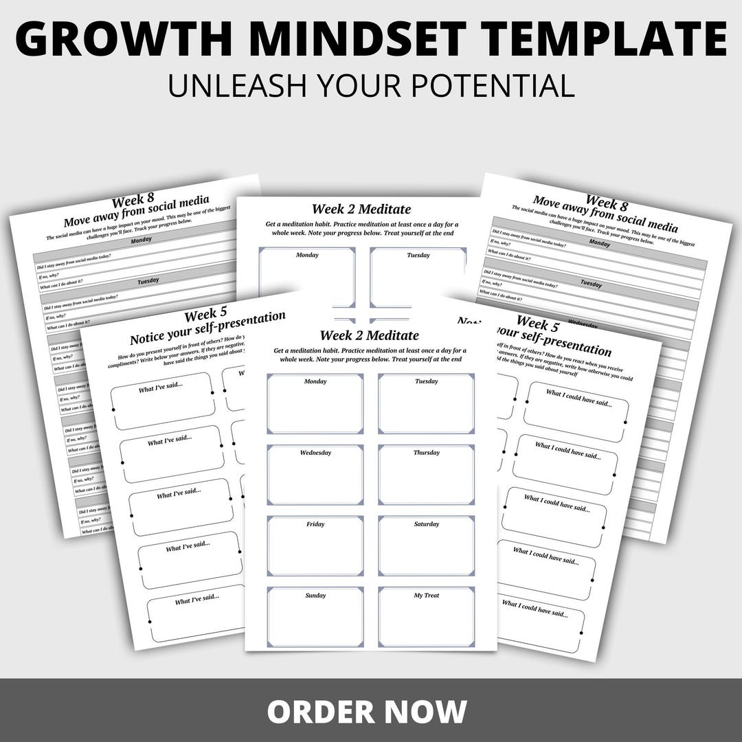 GROWTH MINDSET PLANNER, Mindset Planner, Daily, Weekly Goal Setting ...