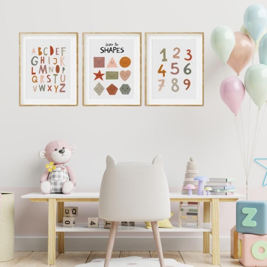Rainbow Boho Animal-alphabet-shapes-number Themed Kids Room MDF Wall ...