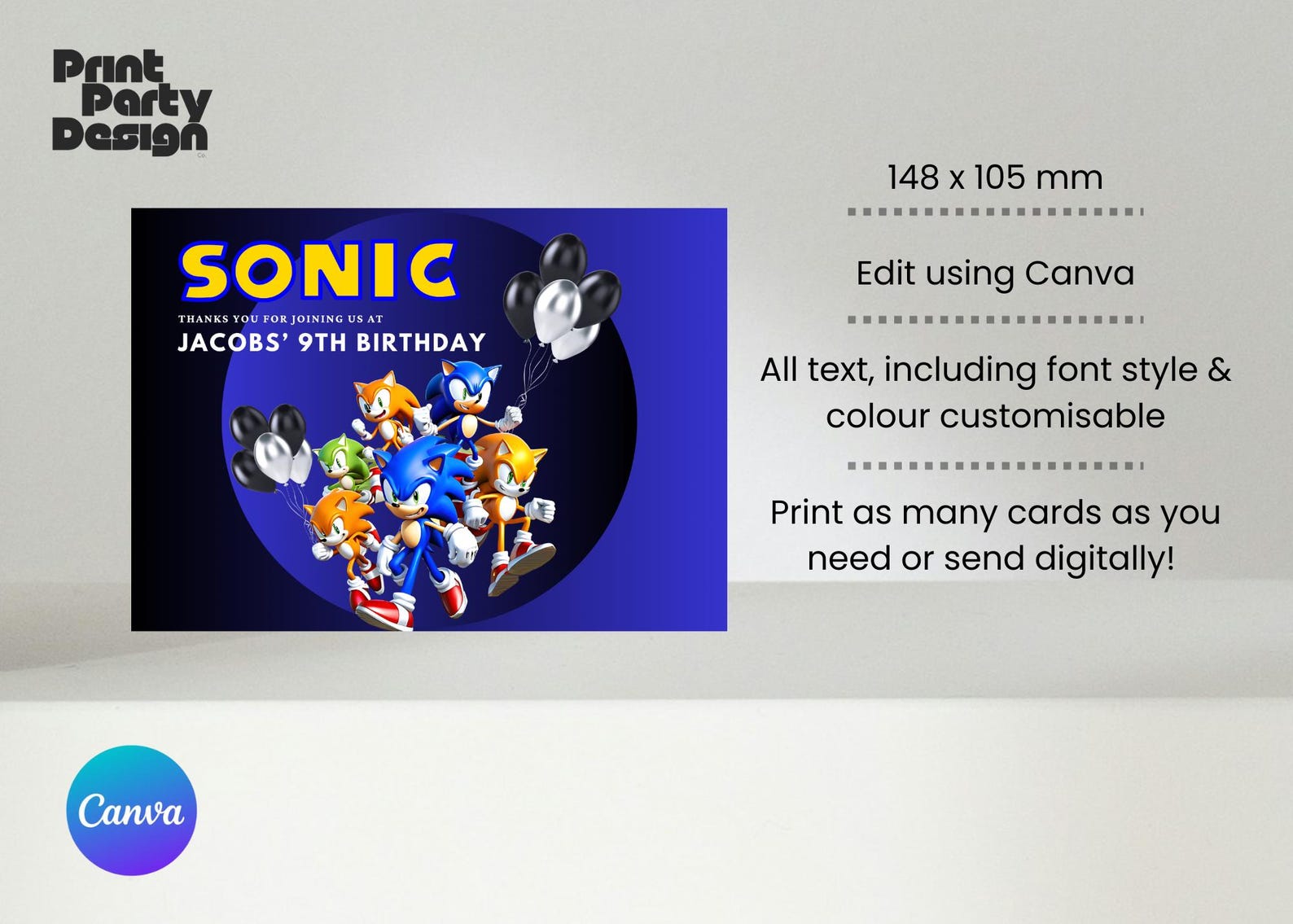 Sonic Thank You Template, Super Hedgehog Boys Thank You Template, Super ...