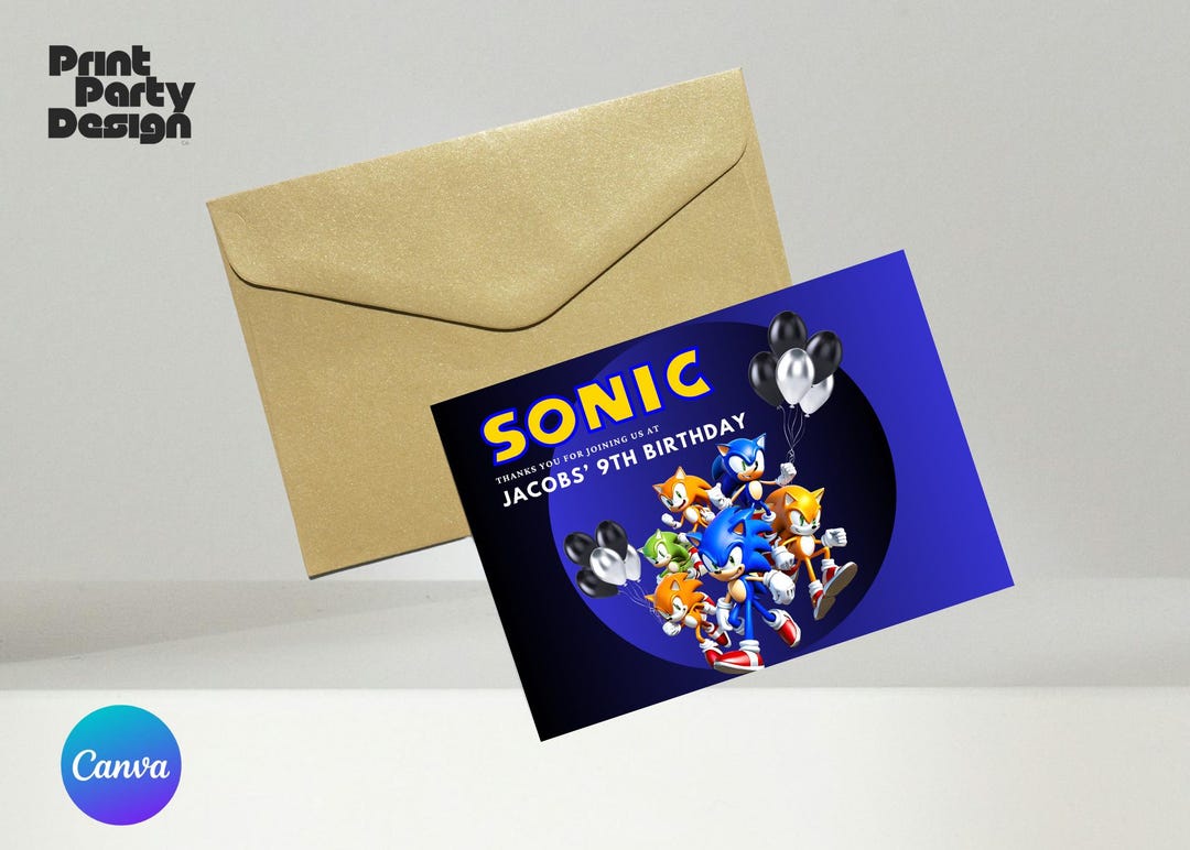 Sonic Thank You Template, Super Hedgehog Boys Thank You Template, Super ...
