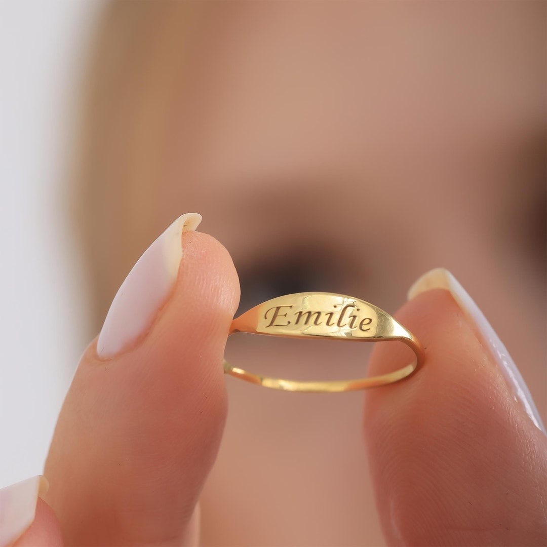 Personalized Stackable Name Rings Custom Stacking Name Ring Dainty Engraved Ring Minimalist Ring ...